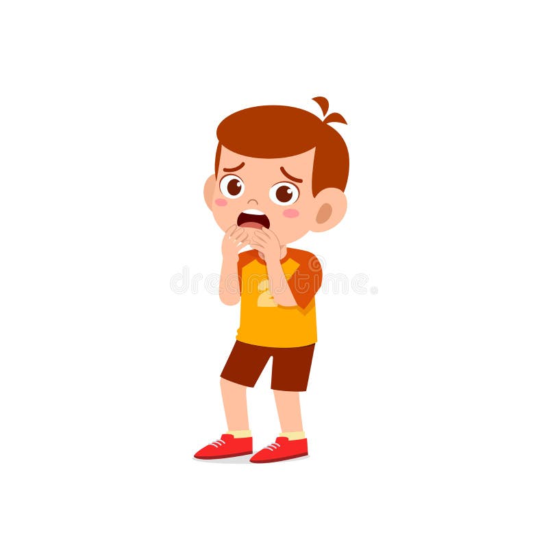 Cute Little Kid Boy Feeling Scared and Shocked Expression Gesture Stock ...