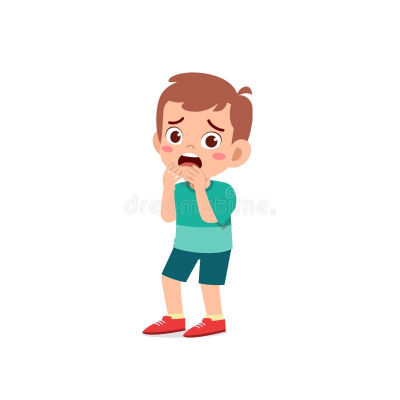 Cute Little Kid Boy Feeling Scared and Shocked Expression Gesture Stock ...