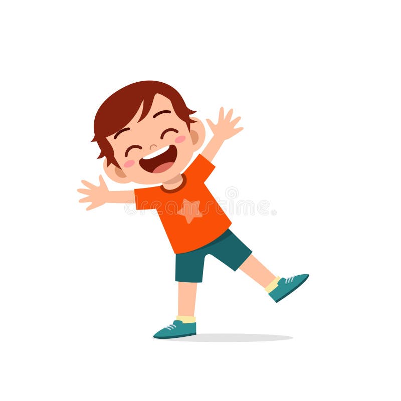 Cute Little Kid Boy Show Happy and Celebrate Pose Expression Stock ...