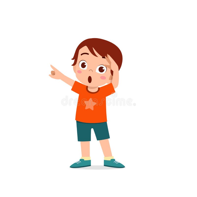 Cute Little Kid Boy Show Shock and Amazed Pose Expression Stock Vector ...