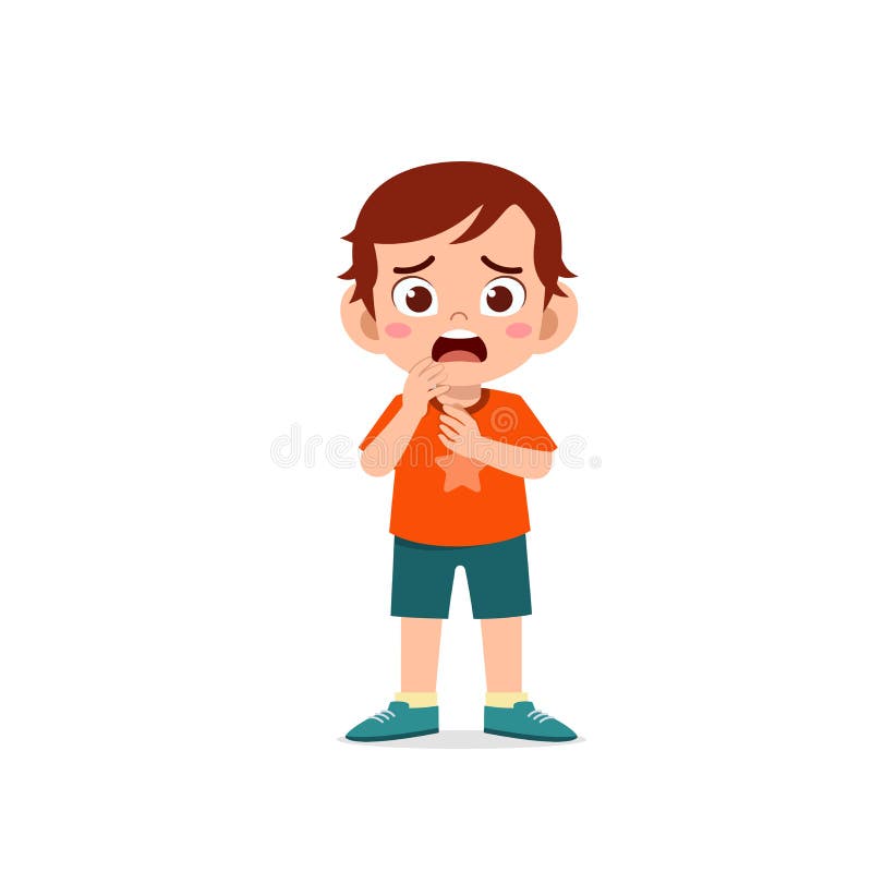 Cute Little Kid Boy Show Worry and Scared Pose Expression Stock Vector ...