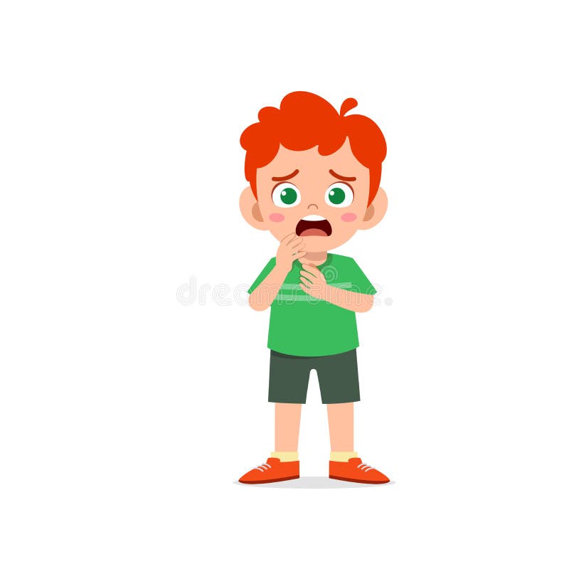 Cute Little Kid Boy Show Worry and Scared Pose Expression Stock Vector ...