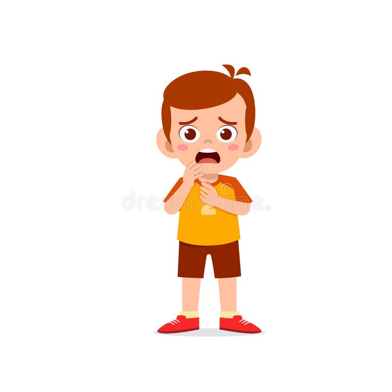 Cute Little Kid Boy Show Worry and Scared Pose Expression Stock Vector ...