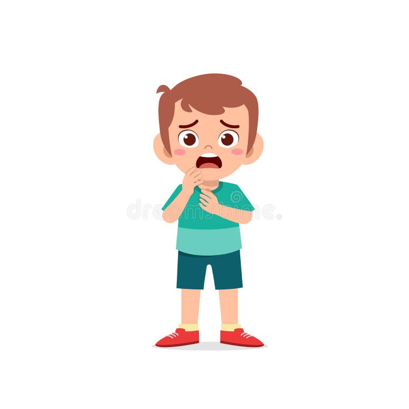 Cute Little Kid Boy Show Worry and Scared Pose Expression Stock Vector ...