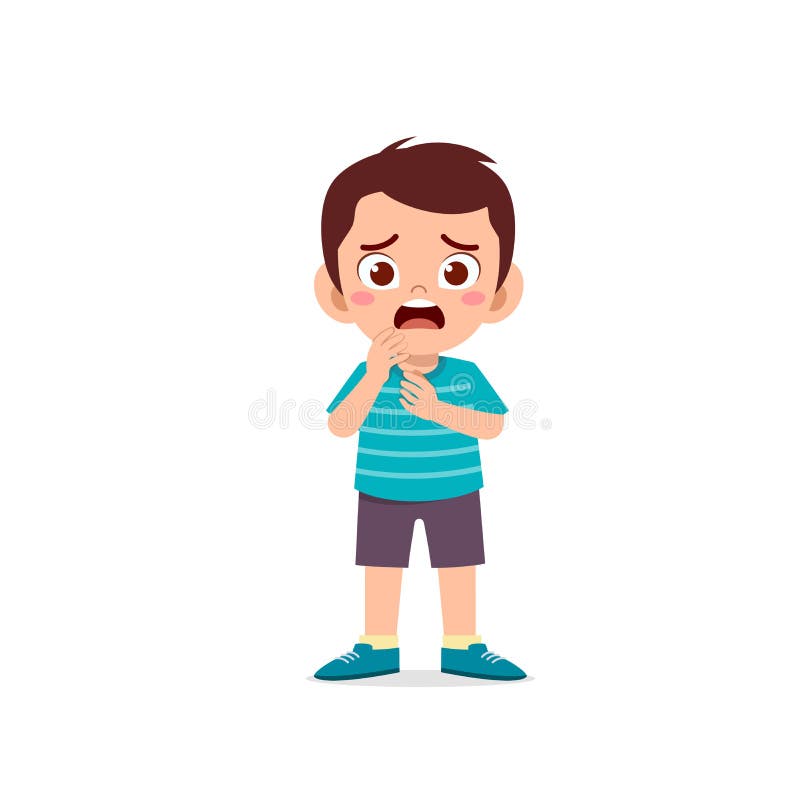 Cute Little Kid Boy Show Worry and Scared Pose Expression Stock Vector ...