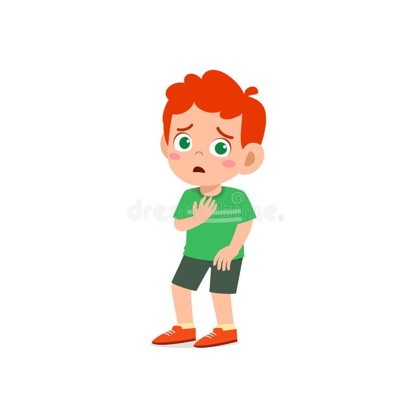 Cute Little Kid Boy Show Worry and Scared Pose Expression Stock Vector ...