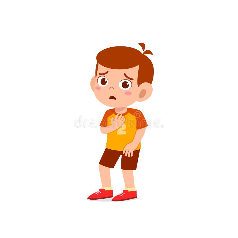Cute Little Kid Boy Show Worry and Scared Pose Expression Stock Vector ...