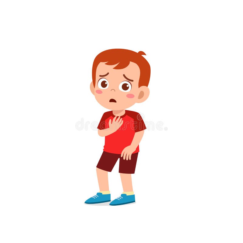 Cute Little Kid Boy Show Worry and Scared Pose Expression Stock Vector ...
