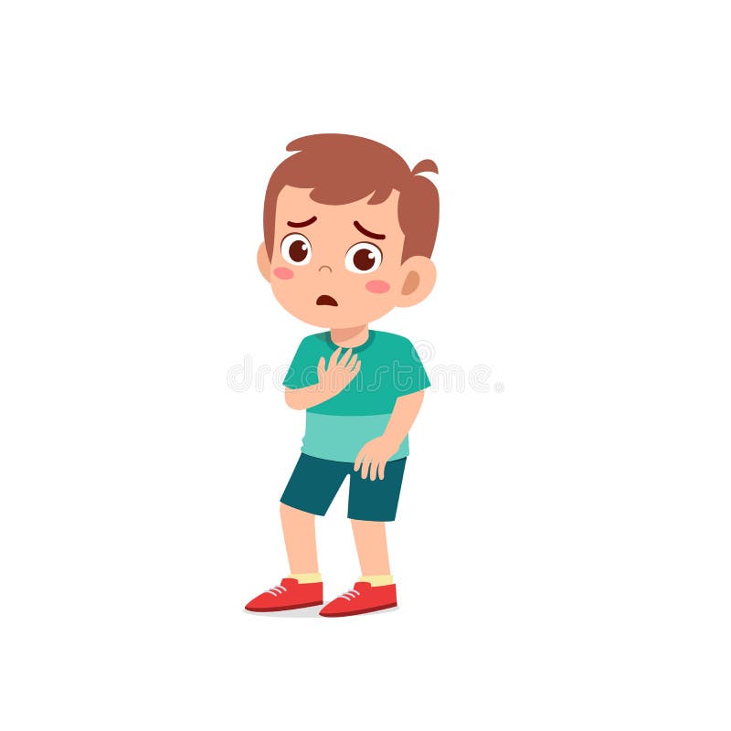 Cute Little Kid Boy Show Worry and Scared Pose Expression Stock Vector ...