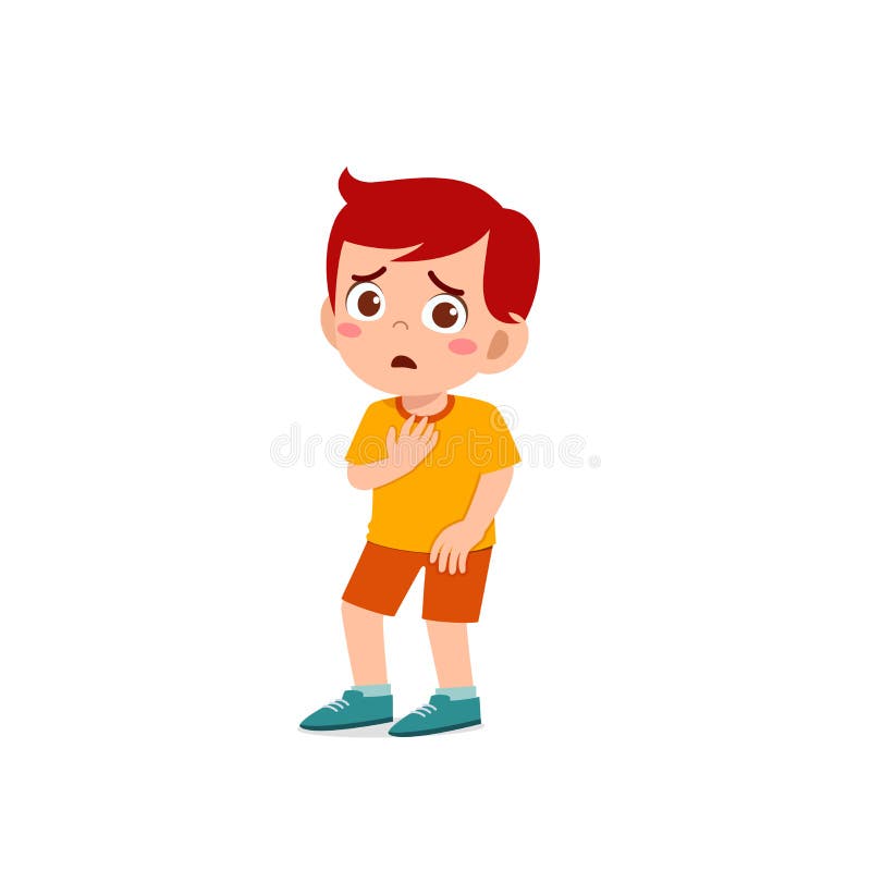 Cute Little Kid Boy Show Worry and Scared Pose Expression Stock Vector ...