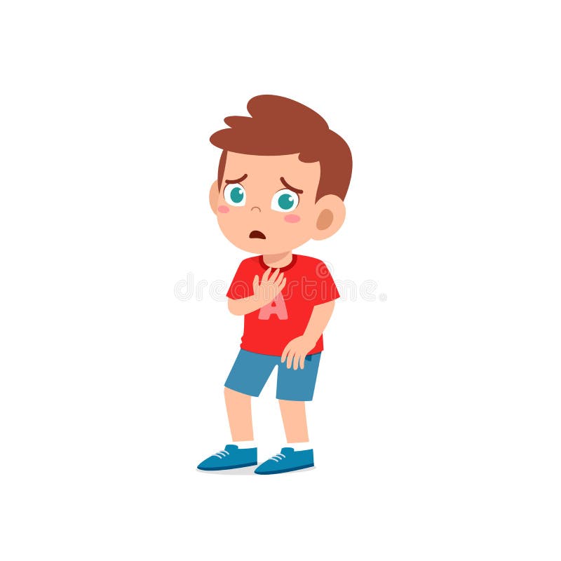 Cute Little Kid Boy Show Worry and Scared Pose Expression Stock Vector ...