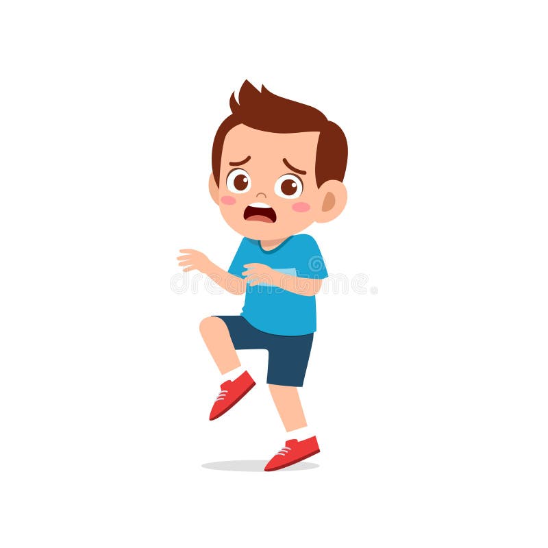 Cute Little Kid Boy Show Worry and Scared Pose Expression Stock Vector ...