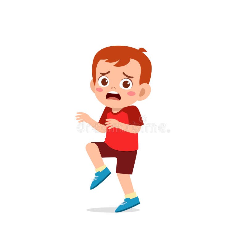 Cute Little Kid Boy Show Worry and Scared Pose Expression Stock Vector ...