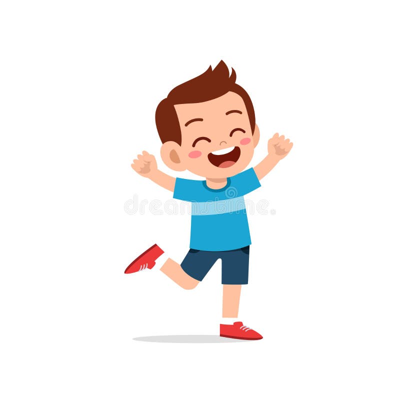 Cute Little Kid Boy Stand Happy Celebrating Pose Expression Stock ...