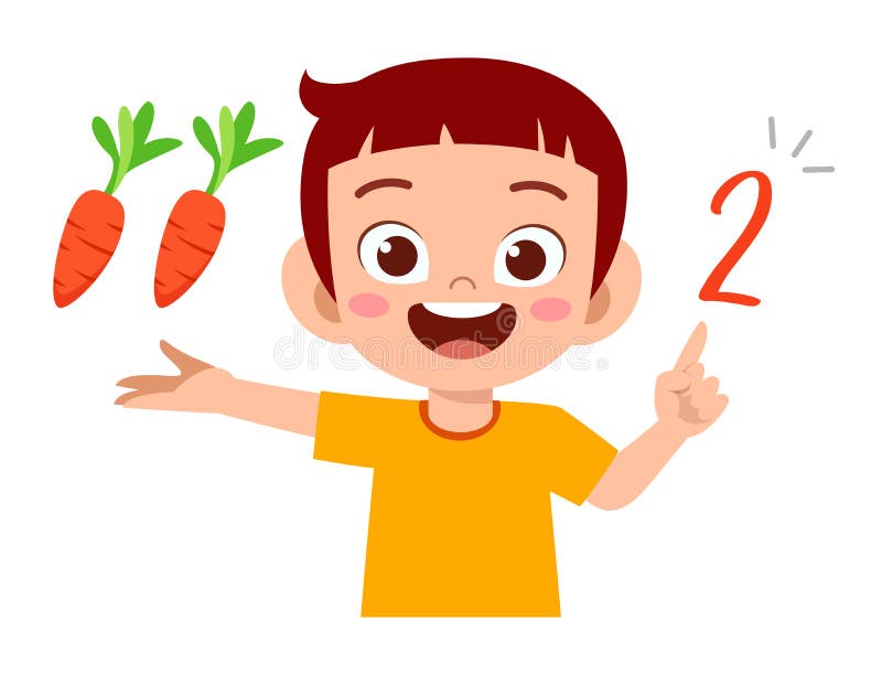 Cute Little Kid Boy Study Math Number Count Vegetable Stock Vector ...