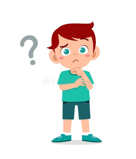 Cute Little Kid Boy Think with Question Mark Stock Vector ...