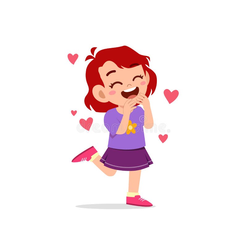 Cute Little Kid Girl Feeling Loved Expression Gesture Stock Vector ...
