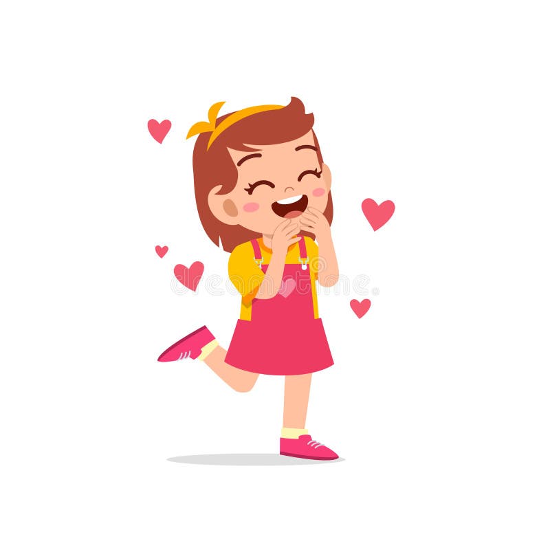 Cute Little Kid Girl Feeling Loved Expression Gesture Stock Vector ...