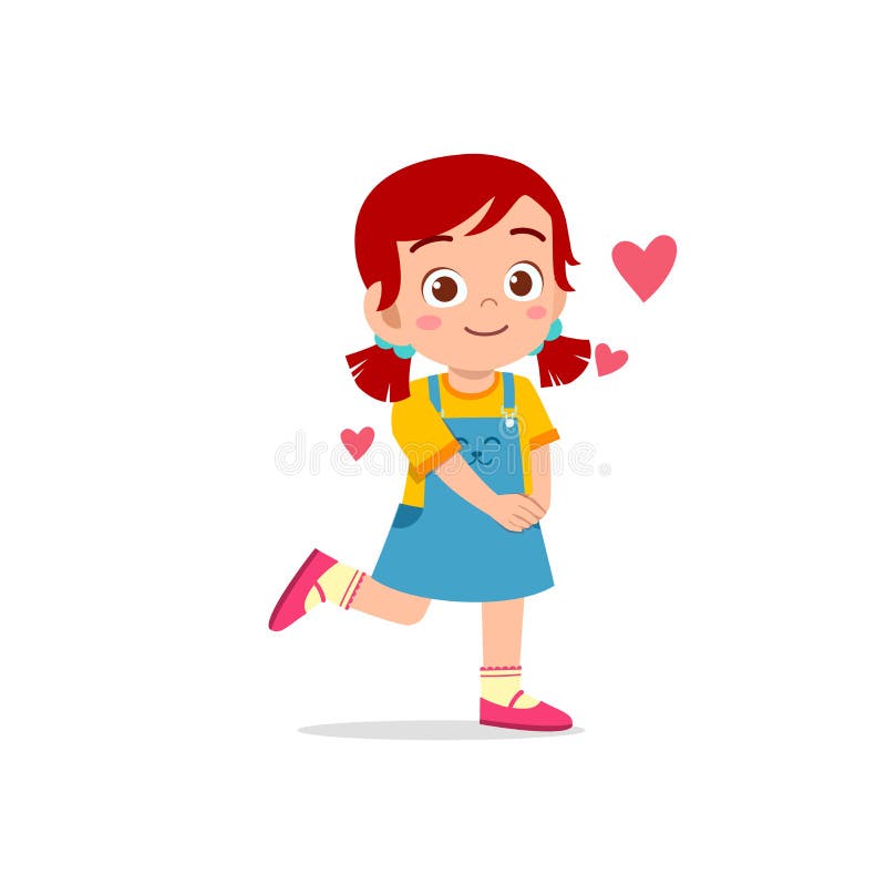 Cute Little Kid Girl Feeling Loved Expression Gesture Stock Vector ...