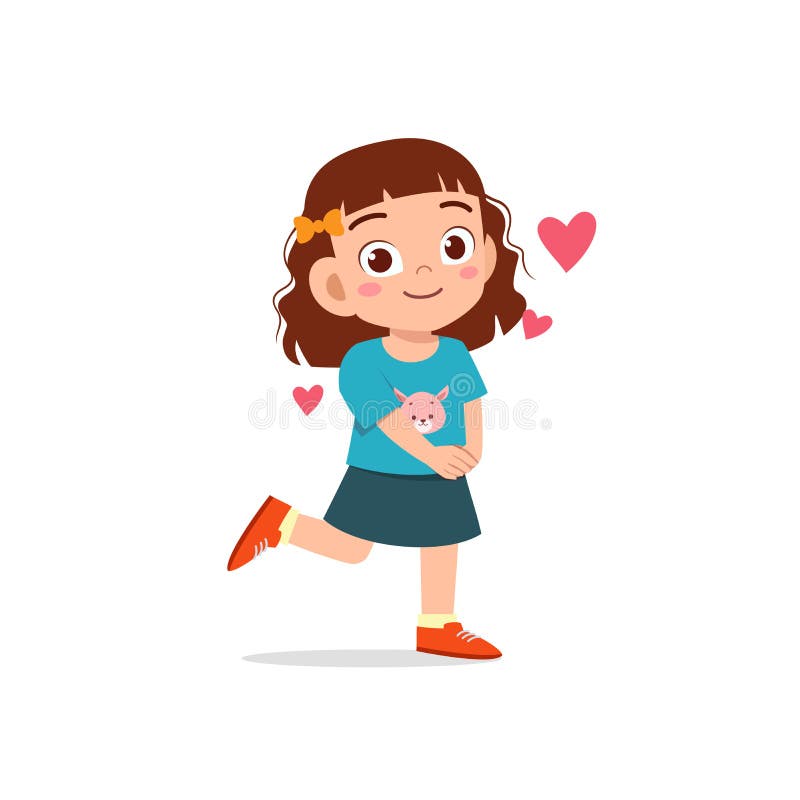 Cute Little Kid Girl Feeling Loved Expression Gesture Stock Vector ...