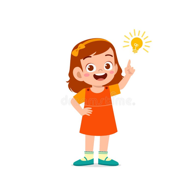 Cute Cartoon Smart Girl Bulb Lamp Idea Stock Illustrations – 170 Cute ...