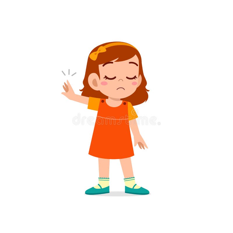 Cute Little Kid Girl Show Refuse Expression Gesture Stock Vector ...