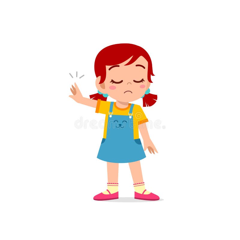 Cute Little Kid Girl Show Refuse Expression Gesture Stock Vector ...