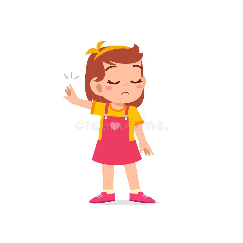 Cute Little Kid Girl Show Refuse Expression Gesture Stock Vector ...