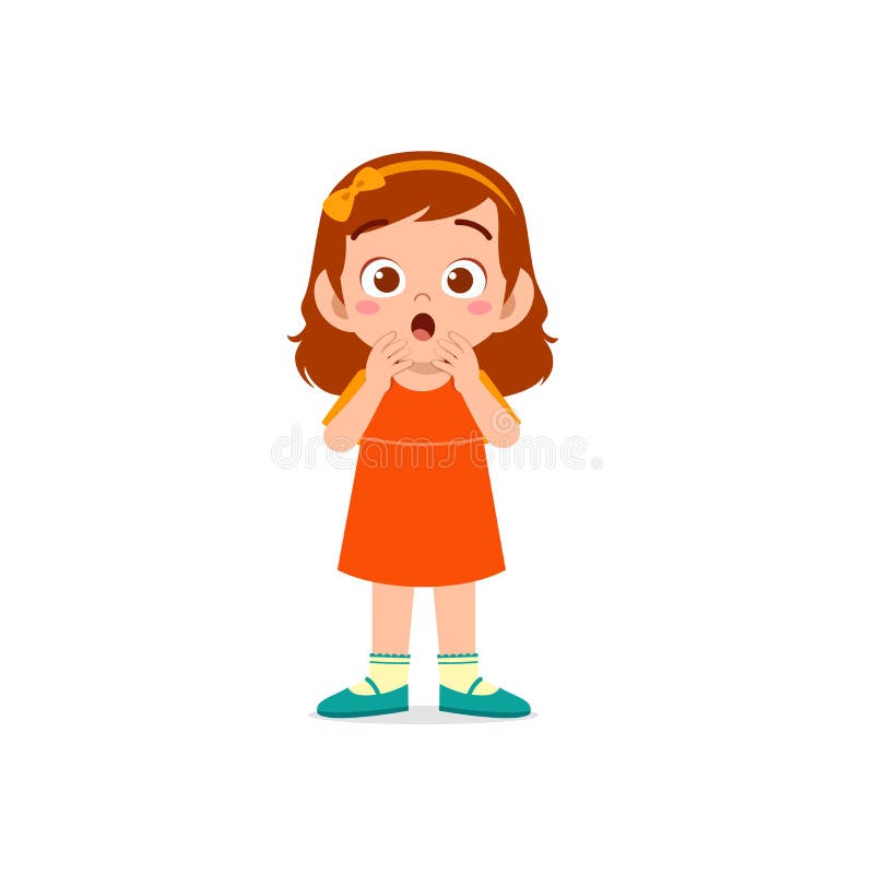 Cute Little Kid Girl Show Shock and Amazed Pose Expression Stock Vector ...