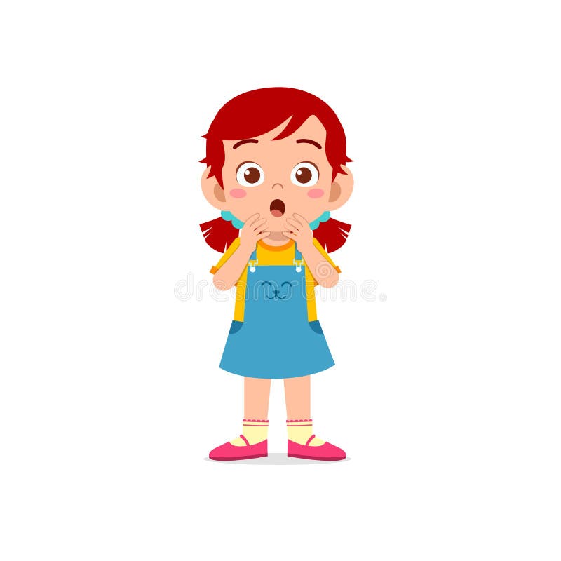 Cute Little Kid Girl Show Shock and Amazed Pose Expression Stock Vector ...