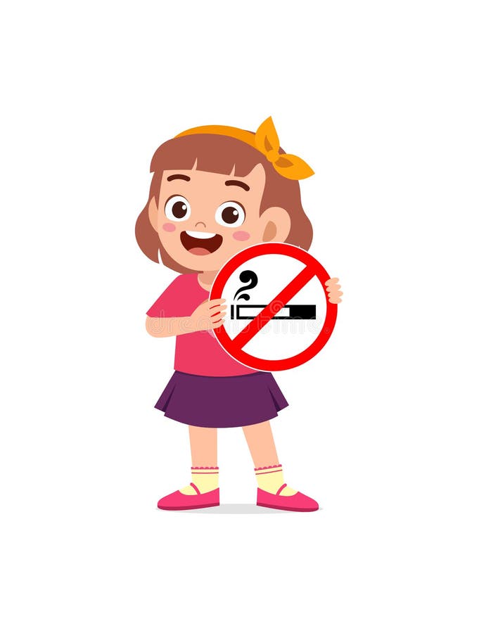 Cute Little Kid Holding Board about Smoking Stock Vector - Illustration ...