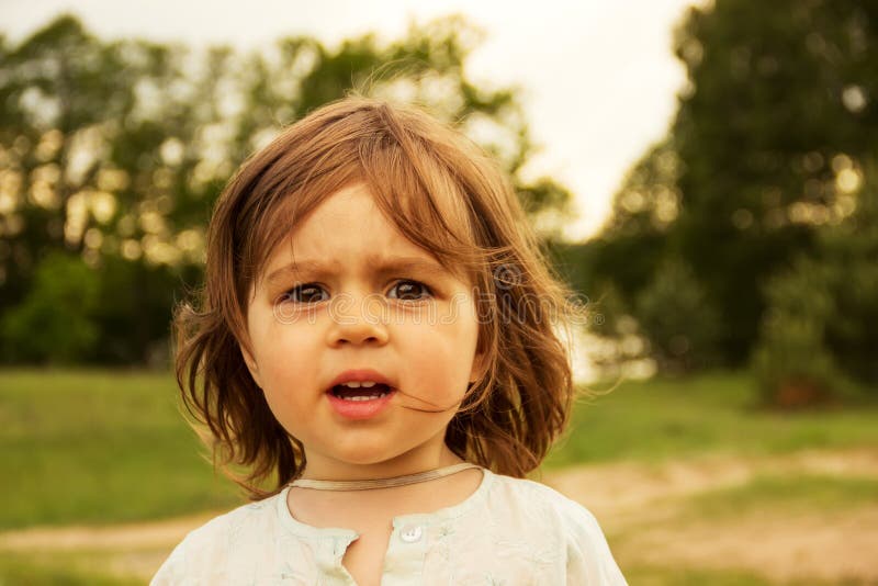 Cute Little Kid Looking with Interest Stock Photo - Image of love ...