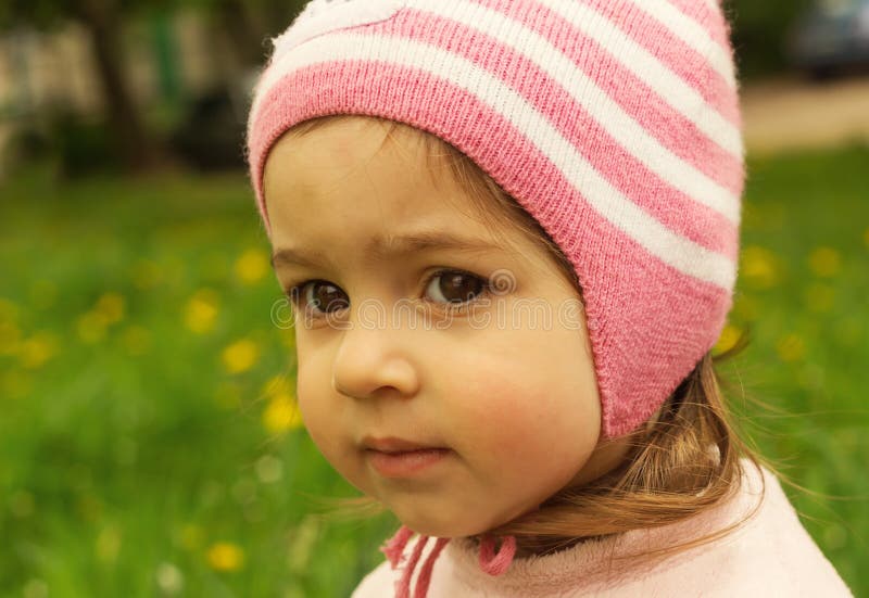 Cute Little Kid Outdoor Looking with Interest Stock Photo - Image of ...