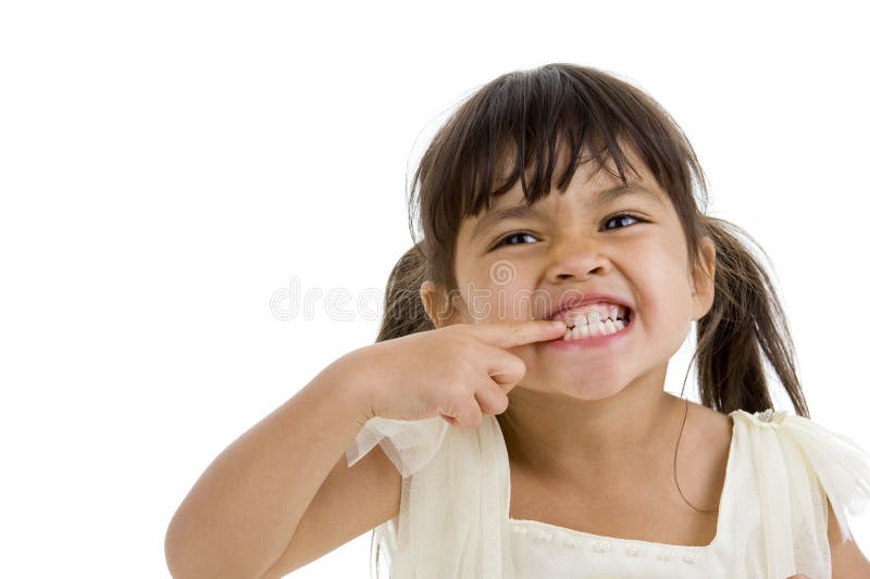 Cute Little Kid Showing Her Teeth Stock Image - Image of childhood ...