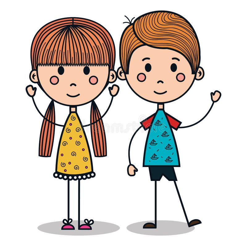 Cute little kids drawing stock illustration. Illustration of active ...