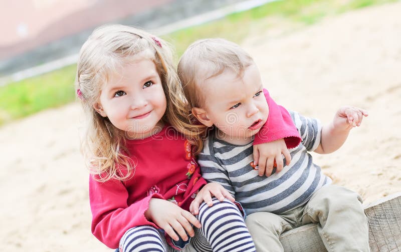 Cute little kids hugging stock photo. Image of outdoor - 41198896