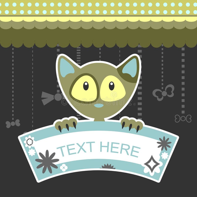 Cute little kitten card stock vector. Illustration of kitten - 24363090