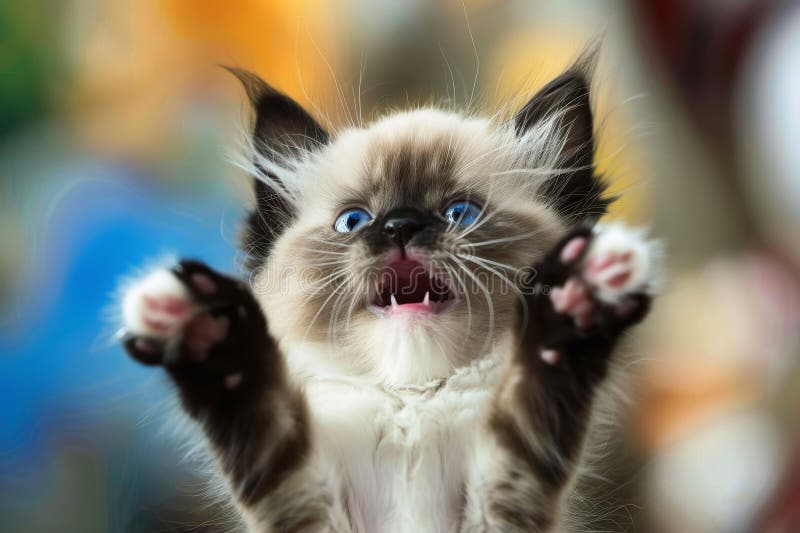 Cute Little Kitten Cats Having Fun and a Good Time Stock Illustration ...