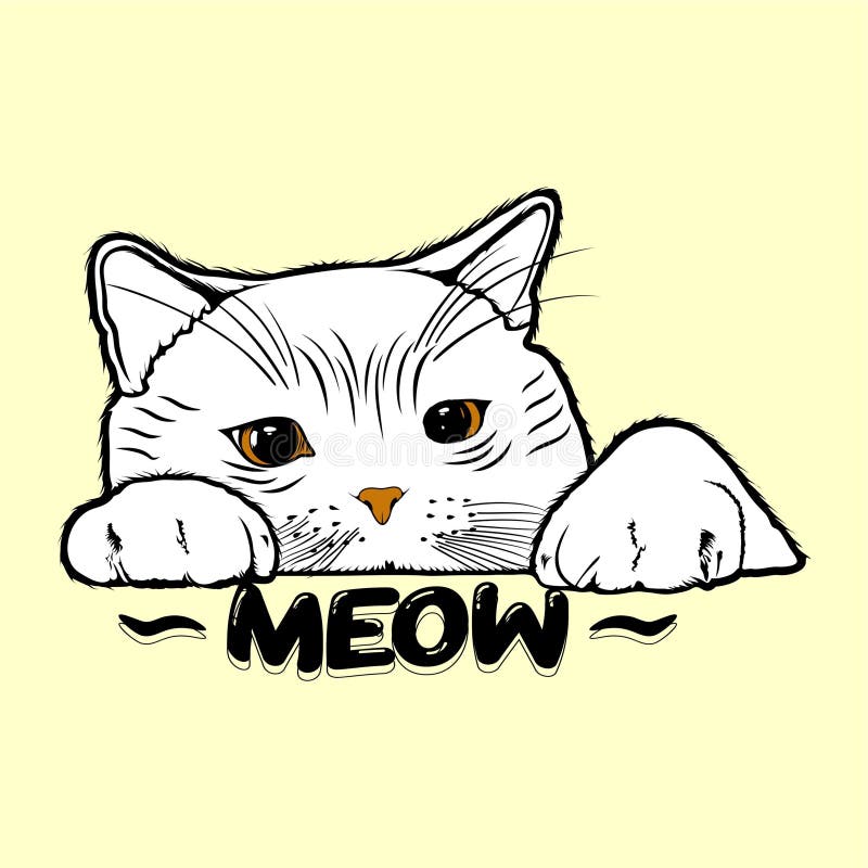 Cute Little Kitten in White Meow Stock Vector - Illustration of pets ...