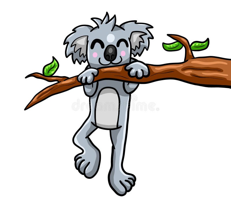 Koala Climbing on a Floral Tree. Cute Cartoon Vector Coloring Page ...