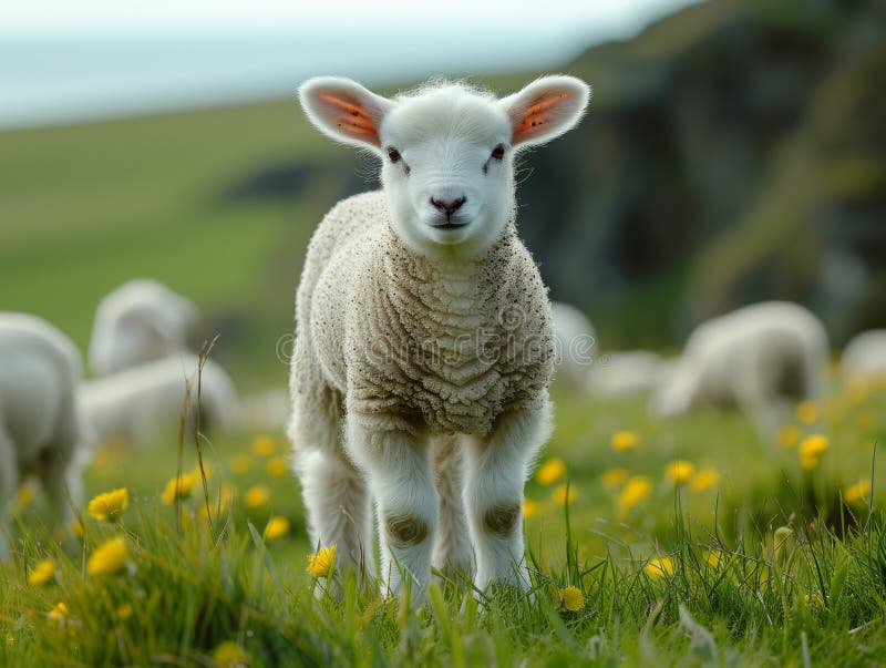 Cute Little Lamb Looking at the Camera in Spring Iceland Stock Image ...