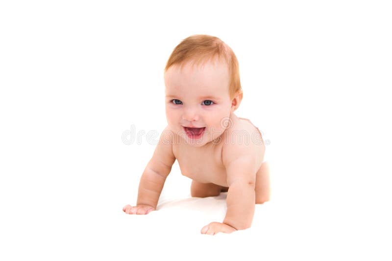 Cute Little Laughing Crawling Baby Stock Photo - Image of little ...