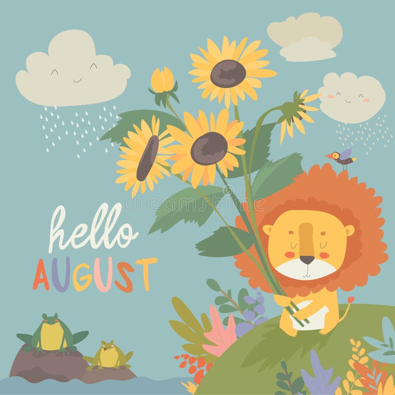 `Hello August`. Modern Brush Lettering. Stock Vector - Illustration of ...
