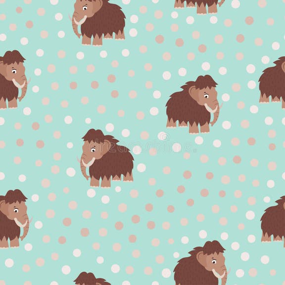 Cute Little Mammoth Seamless Pattern. Vector Animals Illustration Stock ...