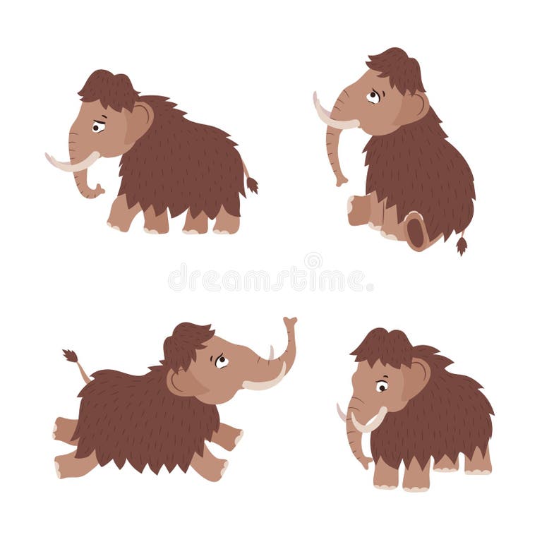 Cute Little Mammoth Vector Set Stock Vector - Illustration of design ...