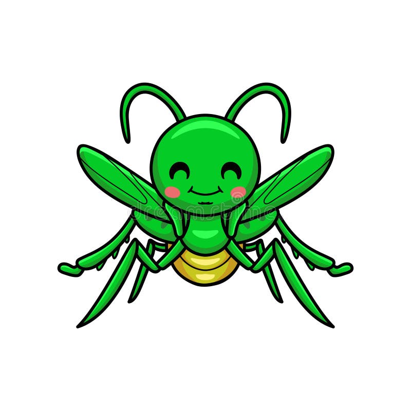 Cute Little Mantis Cartoon Character Stock Vector - Illustration of ...