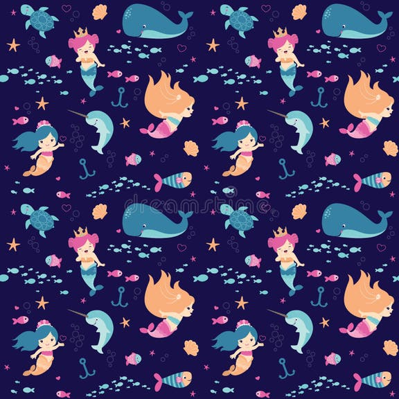Mermaids Blue Background Stock Illustrations – 852 Mermaids Blue ...