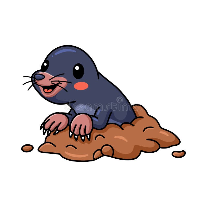 Cute Little Mole Cartoon Comes Out from of the Hole Stock Vector ...