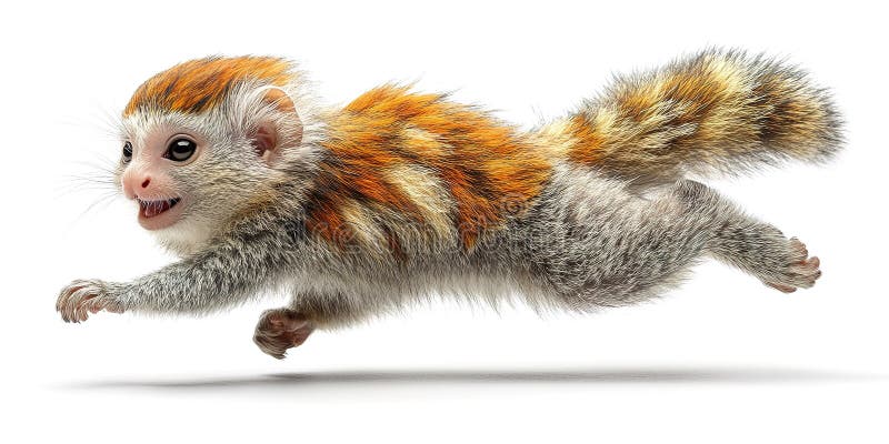 Cute Little Monkey Runs Swiftly Across a White Surface Showcasing ...