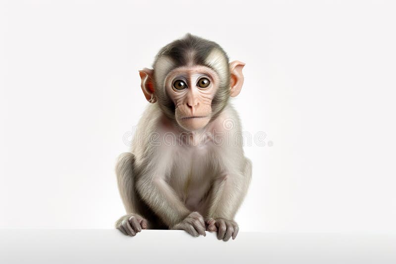 Cute Little Monkey on a White Background. Mammals Stock Illustration ...